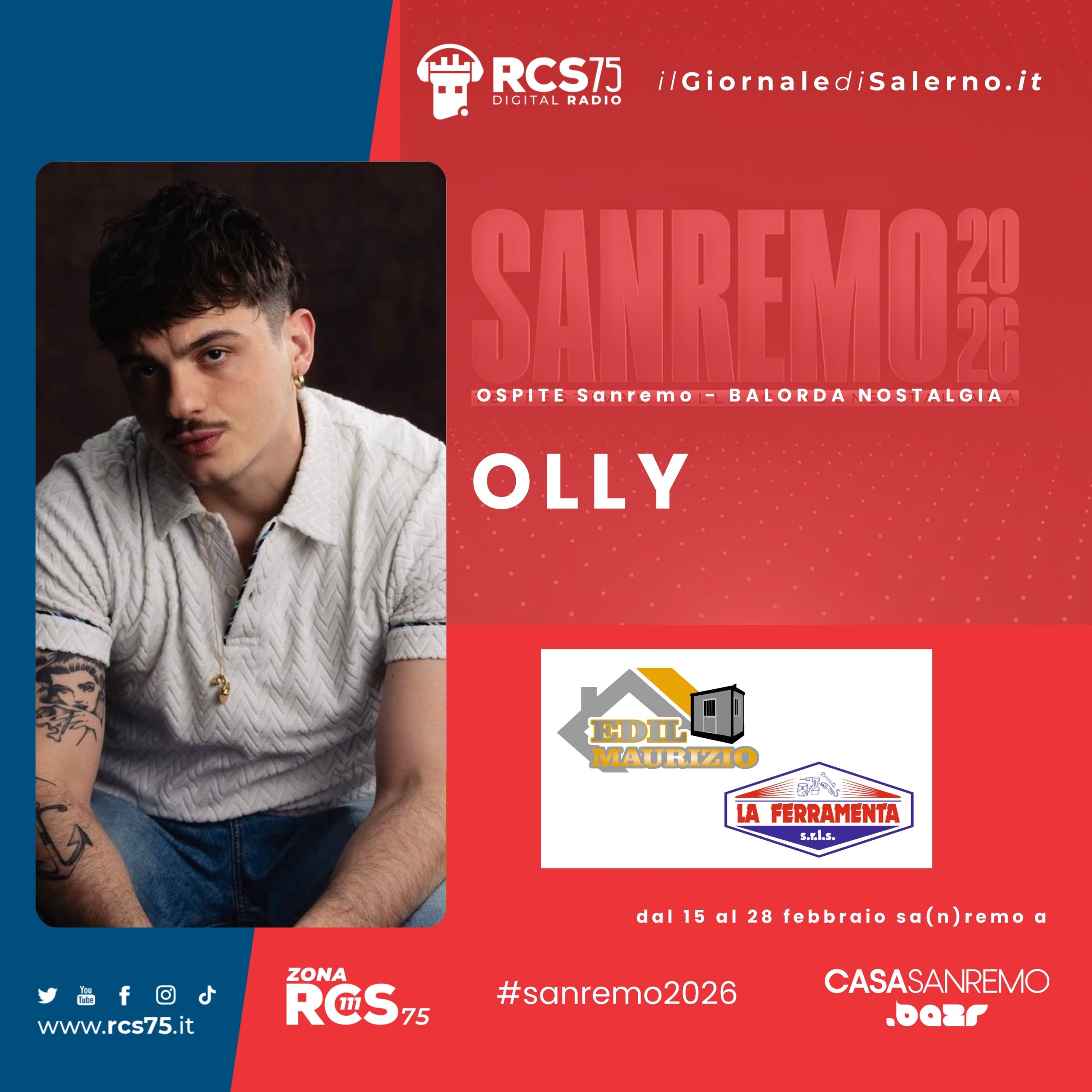 Olly torna a Sanremo 2026 come ospite con "Balorda Nostalgia" - RCS75
